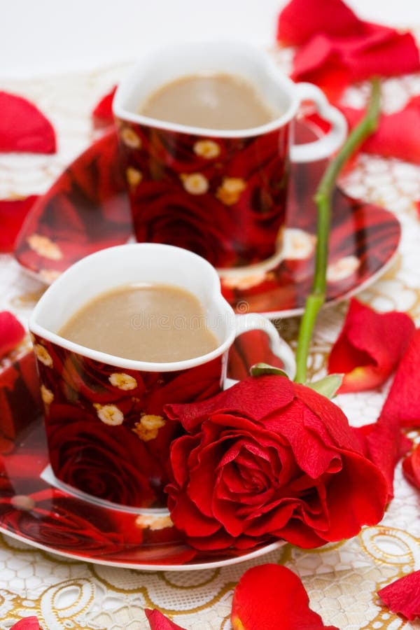 Coffee and Red Roses stock image. Image of romantic, dessert - 23212263