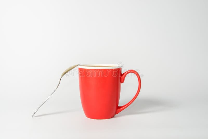 Red Cup of Coffee with Milk. Cappuccino, Latte Stock Image - Image of ...