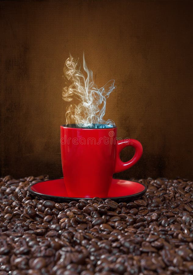 Red Cup of Coffee with Steam Stock Image - Image of design, healthy ...