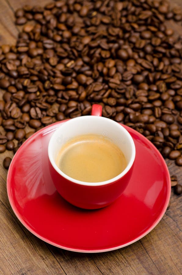 Red cup with Espresso stock photo. Image of vertical - 33666684