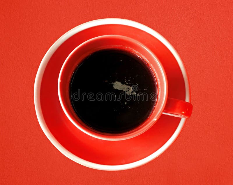 Red Cup of Hot Coffee Top View Stock Photo - Image of coffee, menu ...