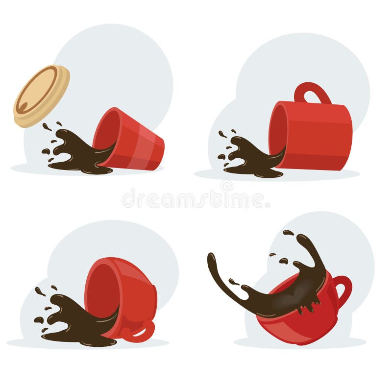 Spilled Coffee Red Cup Vector with Splash Stock Vector - Illustration ...