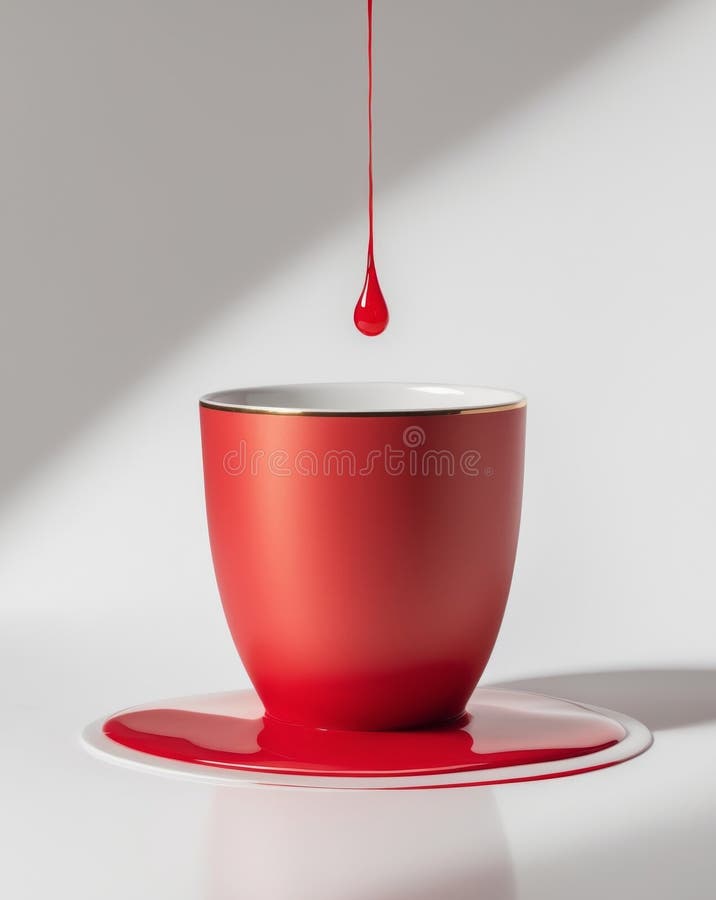 A Red Cup with a Red Liquid Dripping from it Stock Image - Image of ...
