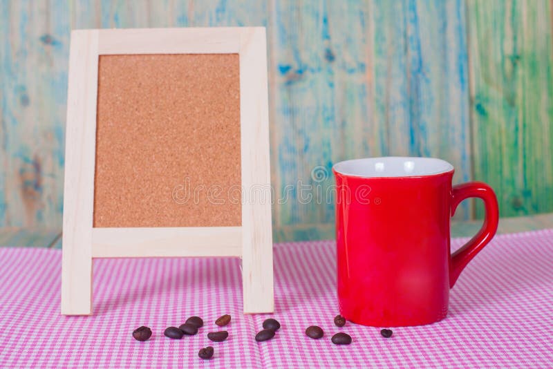 Red Cup and Menu Board on the Table Stock Image - Image of grains ...