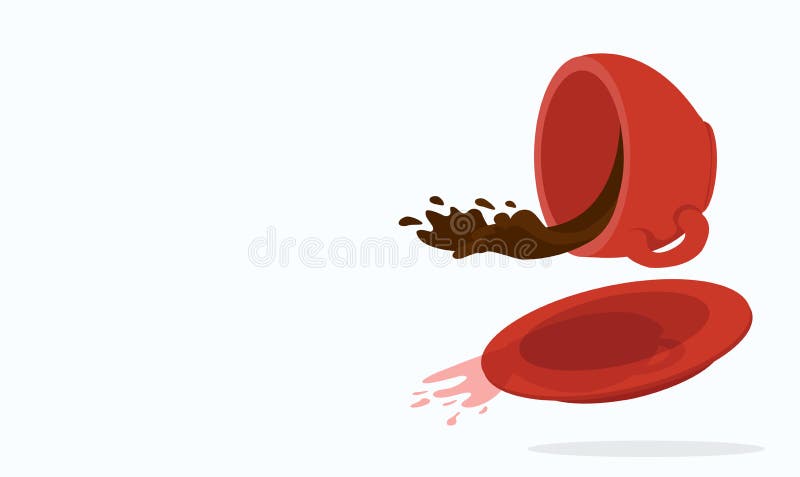 Spilled Coffee Red Cup Vector Stock Vector Illustration Of Concept
