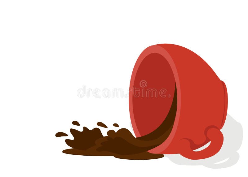Spilled Coffee Red Cup Charecter Vector Concept Stock Vector