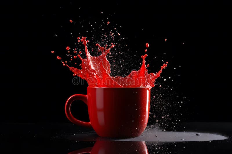Red Cup with Splash. Neural Network AI Generated Stock Illustration ...