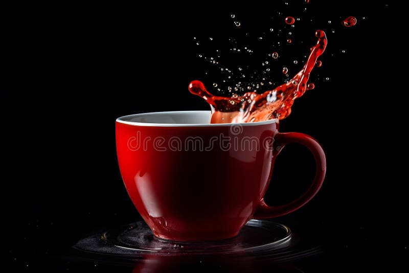 Red Cup with Splash. Neural Network AI Generated Stock Illustration ...