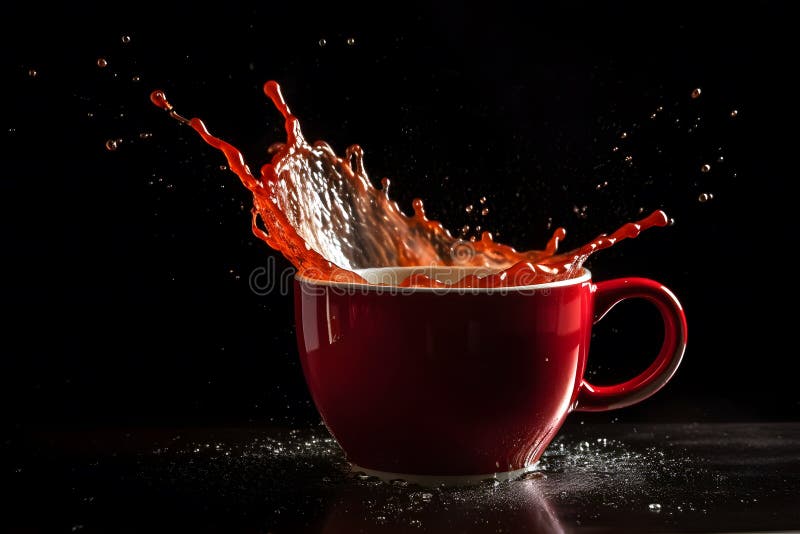 Red Cup with Splash. Neural Network AI Generated Stock Illustration ...