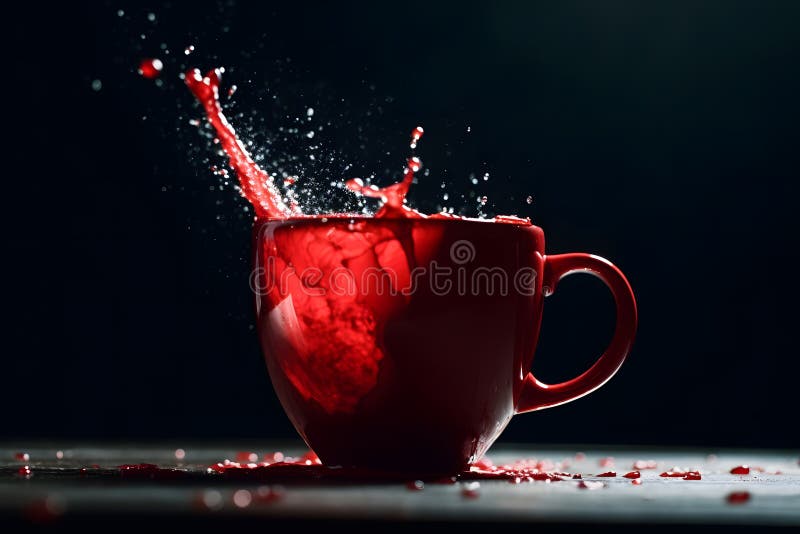 Red Cup with Splash. Neural Network AI Generated Stock Illustration ...