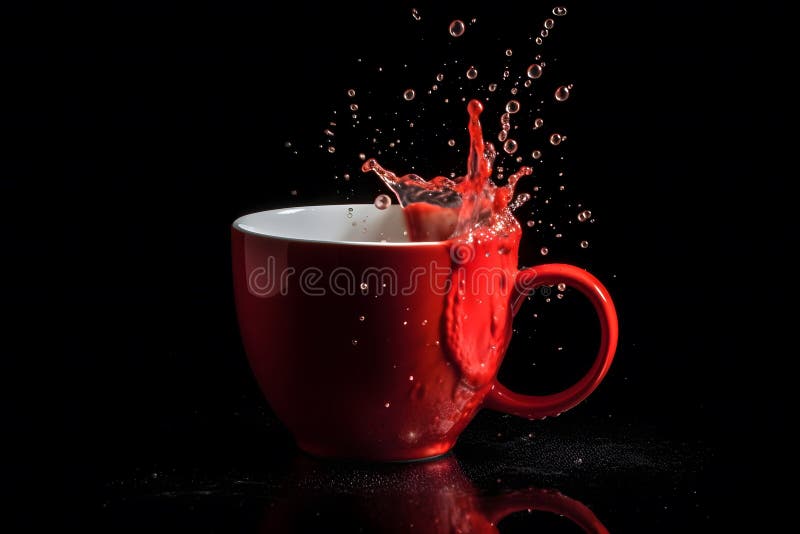 Red Cup with Splash. Neural Network AI Generated Stock Illustration ...