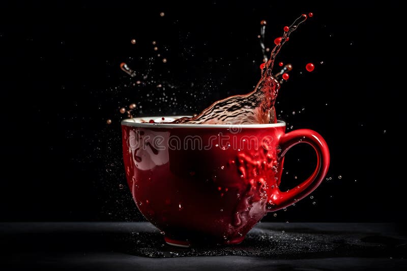 Red Cup with Splash. Neural Network AI Generated Stock Illustration ...