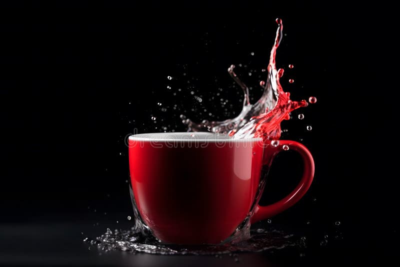 Red Cup with Splash. Neural Network AI Generated Stock Illustration ...