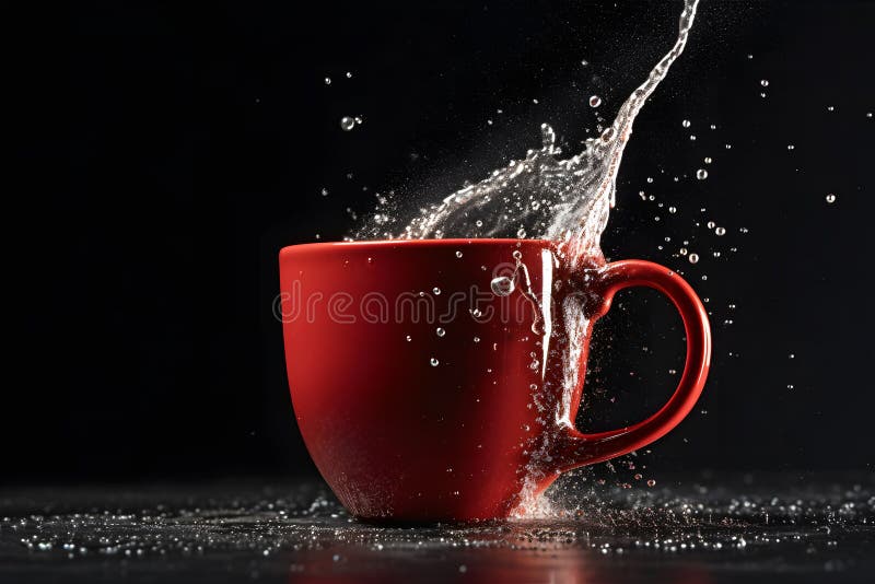 Red Cup with Splash. Neural Network AI Generated Stock Illustration ...