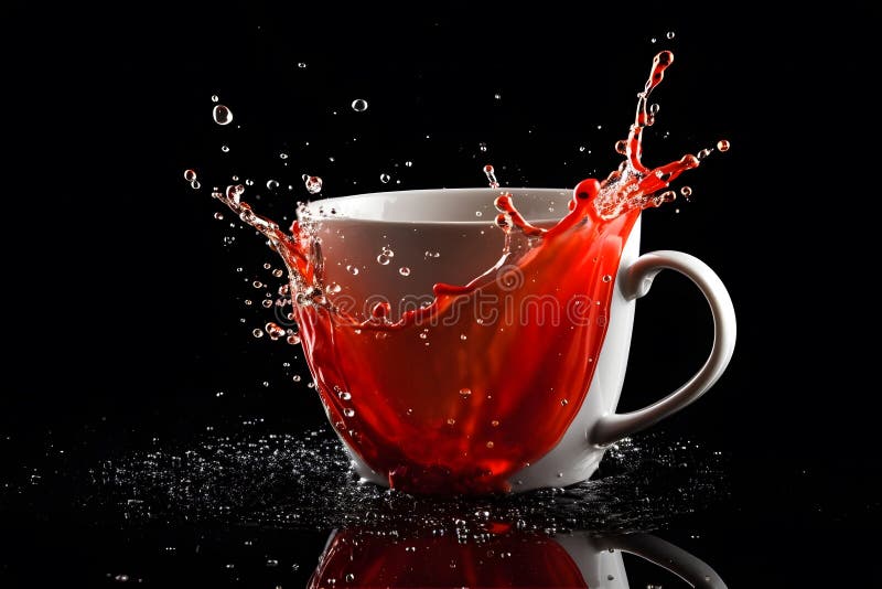 Red Cup with Splash. Neural Network AI Generated Stock Illustration ...