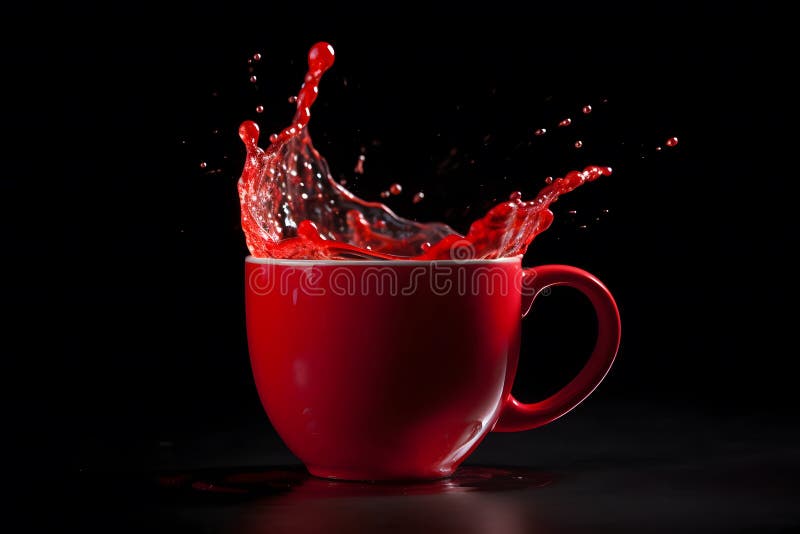 Red Cup with Splash. Neural Network AI Generated Stock Illustration ...
