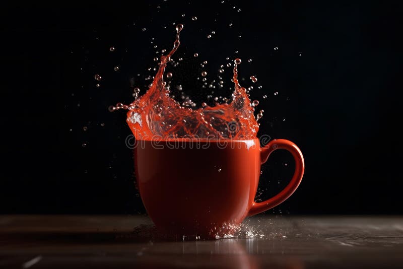 Red Cup with Splash. Neural Network AI Generated Stock Illustration ...