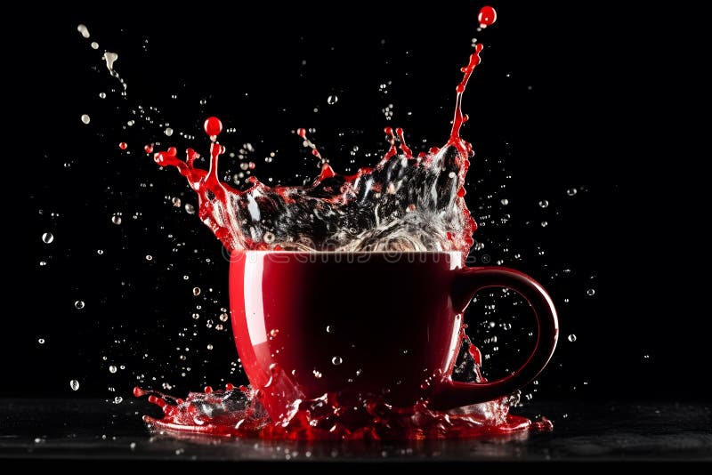 Red Cup with Splash. Neural Network AI Generated Stock Illustration ...
