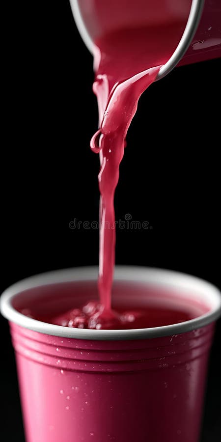 A Red Cup with a Spoon Pouring Red Liquid into it Stock Photo - Image ...