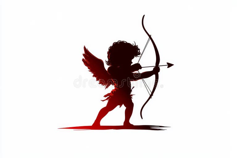 Red Cupid with Bow and Arrow Illustration. Stock Illustration ...