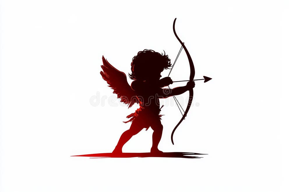 Red Cupid with Bow and Arrow Illustration. Stock Illustration ...