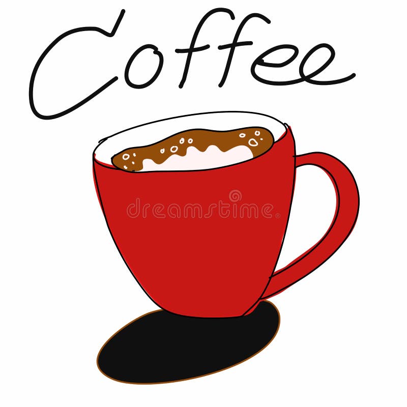 Red Cups Coffee Hand Drawn Cartoon Vector, Idea Concept with Coffee ...