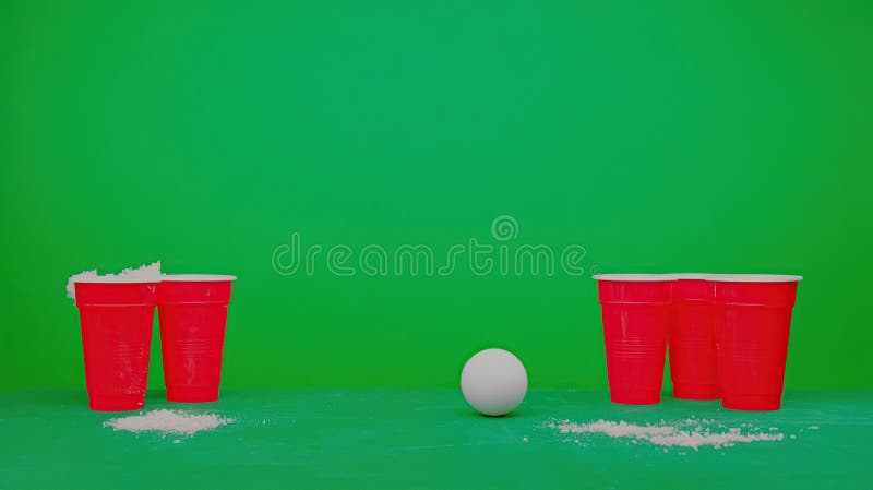 Red Cups, Pong Ball, Green Screen, Flour, Game Stock Photo - Image of ...