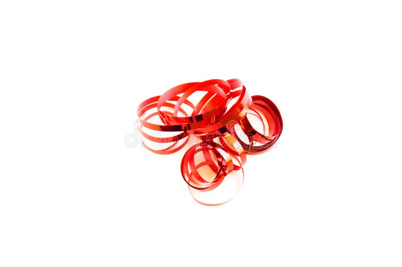 Red Curling Ribbon Isolated on White Stock Photo - Image of bright ...