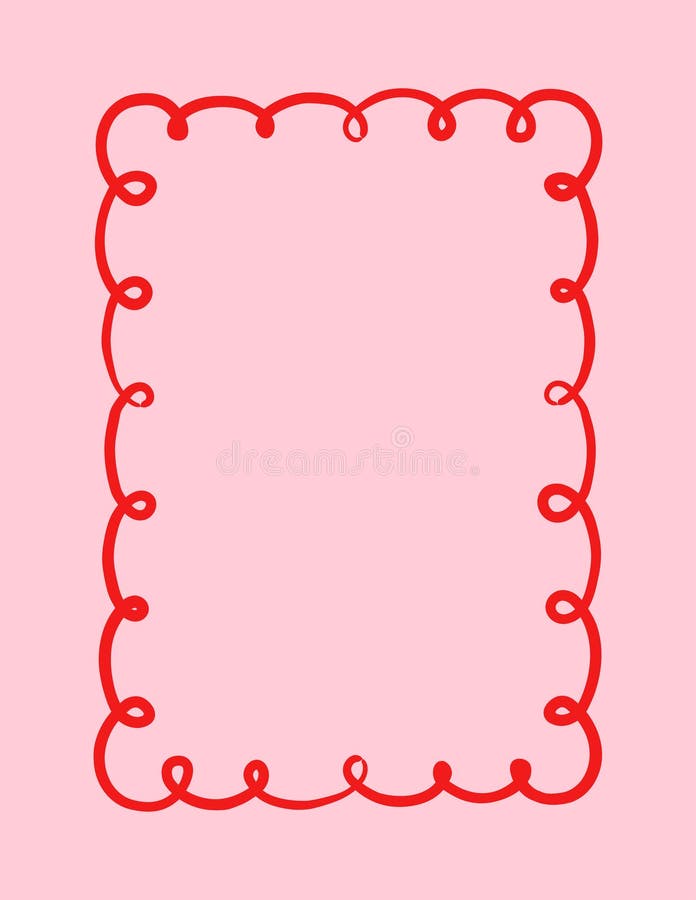 Red Curly Border on Pink Background. Vector Illustration Stock ...