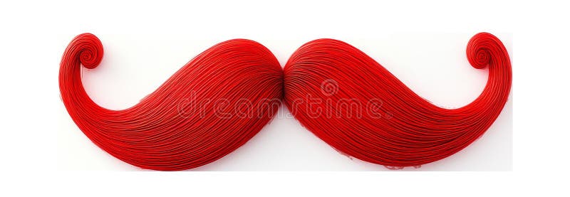 Red Curly Mustache Isolated on Transparent Background, Playful Style ...
