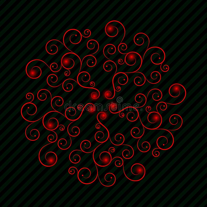 Red Curly Pattern with Green Lines Stock Vector - Illustration of curly ...