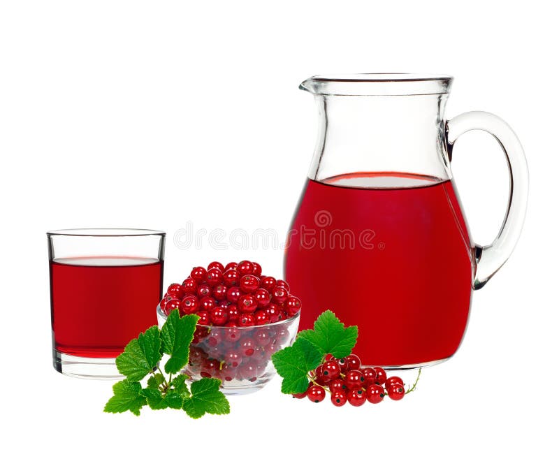 Red Currant Drink in a Glass and a Decanter with Berries Currant Stock ...