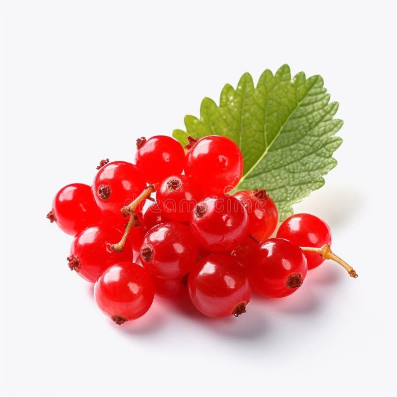 Red Currant with Green Leaves Isolated on White Background. AI ...