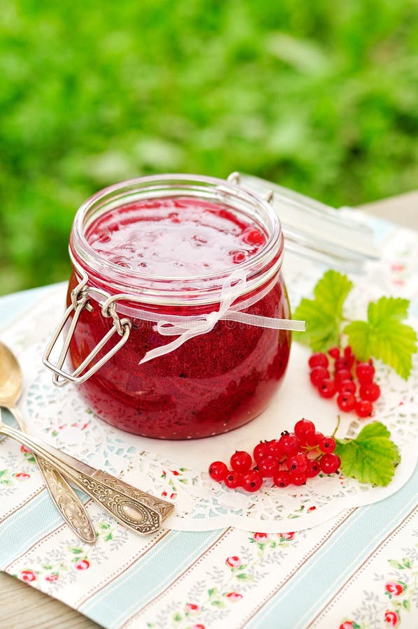 Red Currant Jam, Copy Space for Your Text Stock Photo - Image of jelly ...