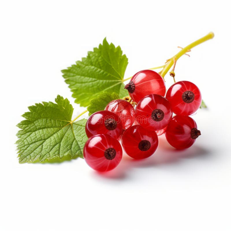 Red Currant with Leaves on White Background - Creative Commons ...