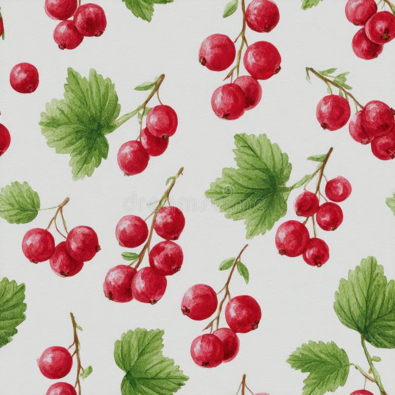Red Currant Seamless Watercolor Pattern Stock Illustration ...