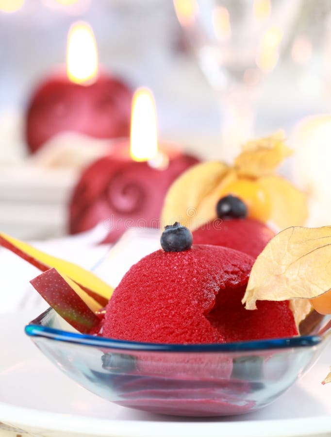 Red Currant Sorbet for Christmas Stock Photo - Image of dining ...