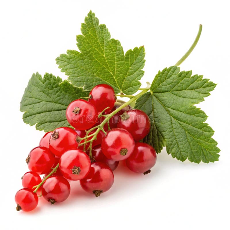 Red Currants with Green Leaves on Transparent Background Stock ...