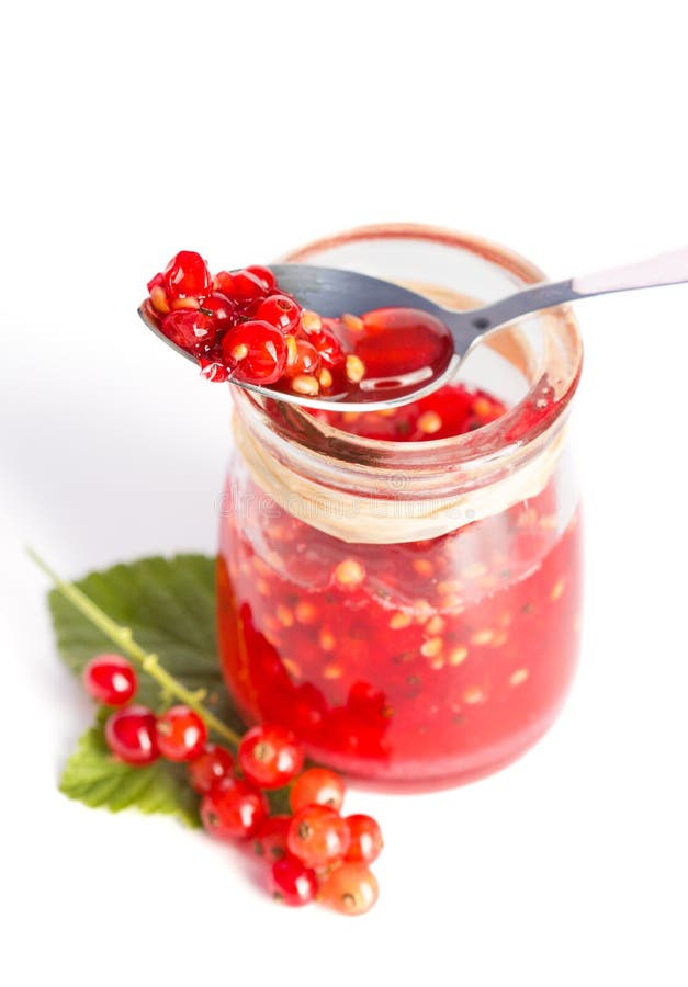 Red Current Homemade Jam on White Background Stock Photo - Image of ...