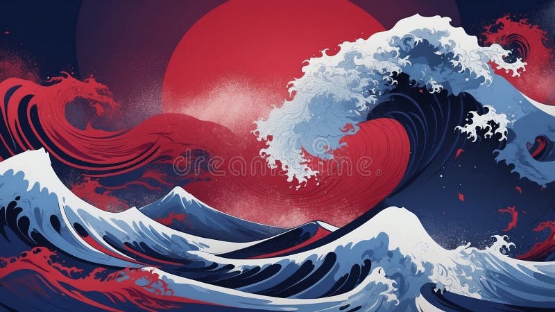 Red Currents with Deep Blue Undercurrents.. AI Generated Stock ...