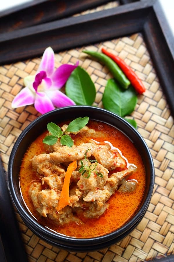 Red curry with pork. stock image. Image of herb, food - 81307255