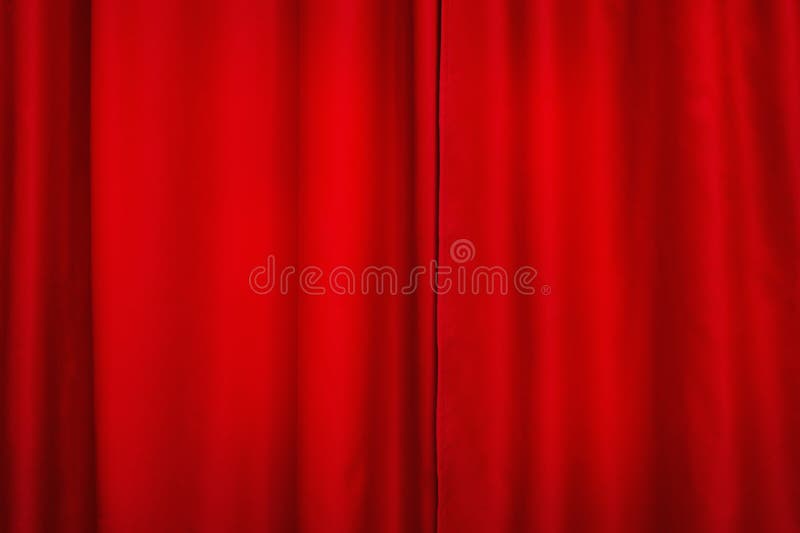A Red Curtain Covered the Window. Red Fabric Texture with Folds. Color ...