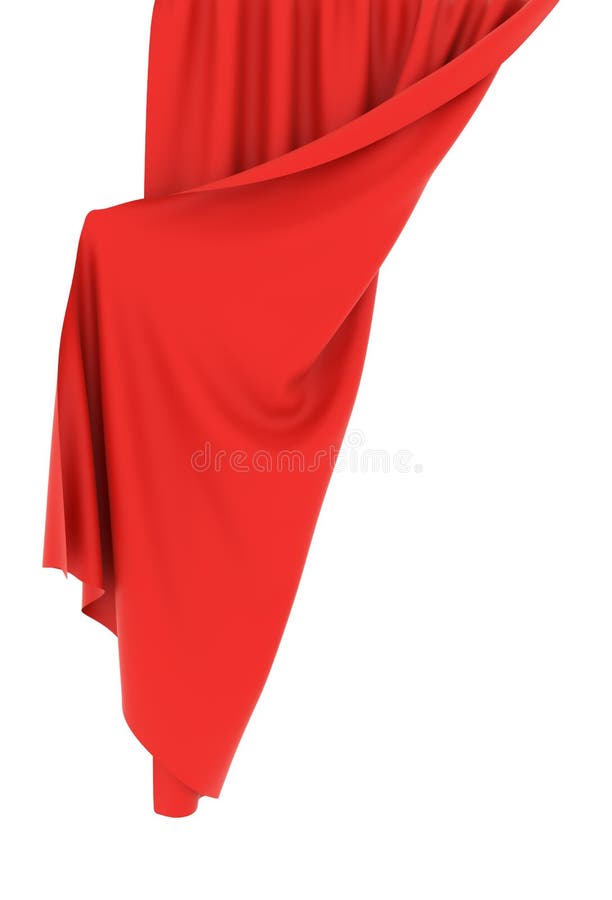 Red Curtain Half-opened with White Background Stock Illustration ...