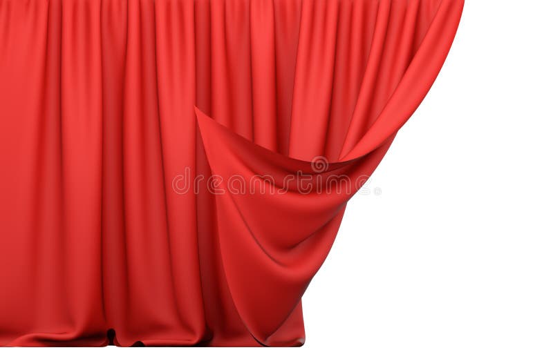 Red Curtain Half-opened With White Background Stock Illustration ...