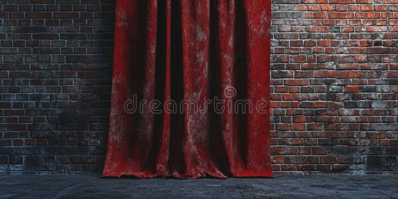 Red Curtain Hanging Front Brick Wall Stock Photos - Free & Royalty-Free ...