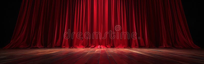 Open Red Curtain on Stage stock illustration. Illustration of audience ...