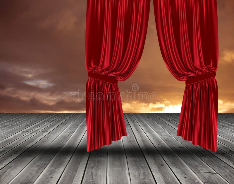 Red curtain pulling back stock image. Image of orange - 255327951