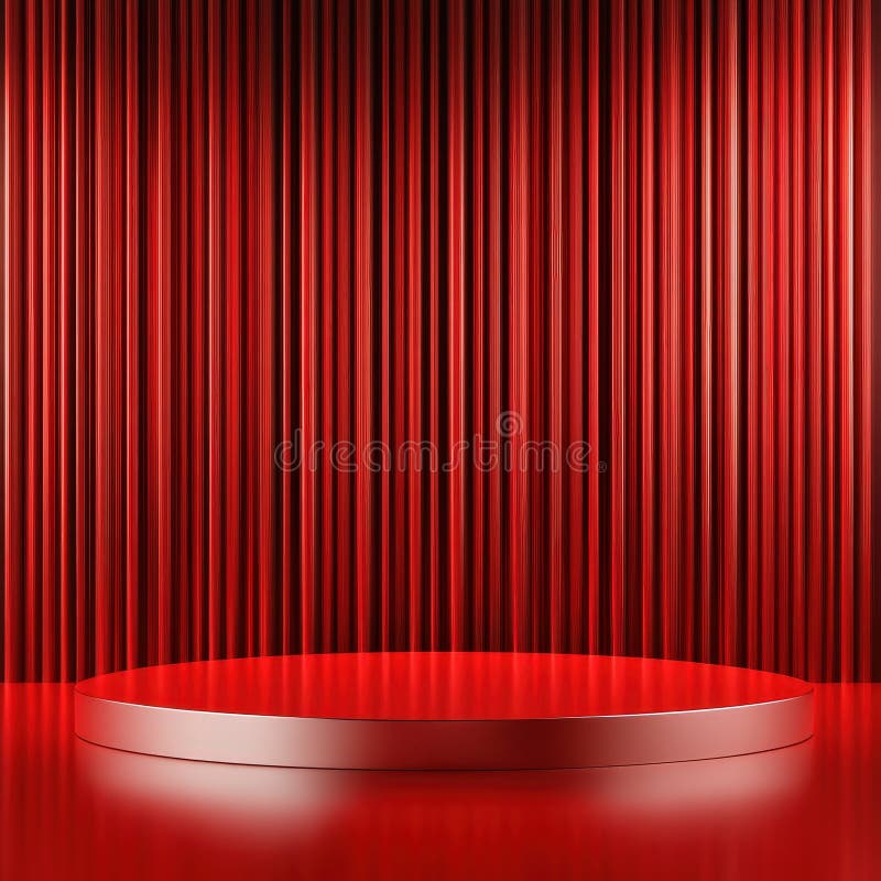 Red Curtain Stage with Podium. Stock Illustration - Illustration of ...