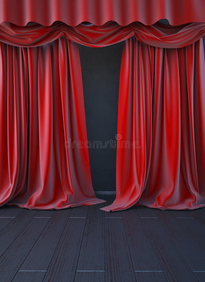 Red curtain stage. stock illustration. Illustration of opera - 62741680