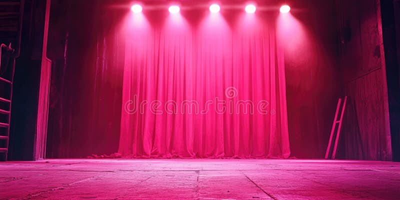 Red Curtain Stage Ladder stock photo. Image of entertainment - 376358338